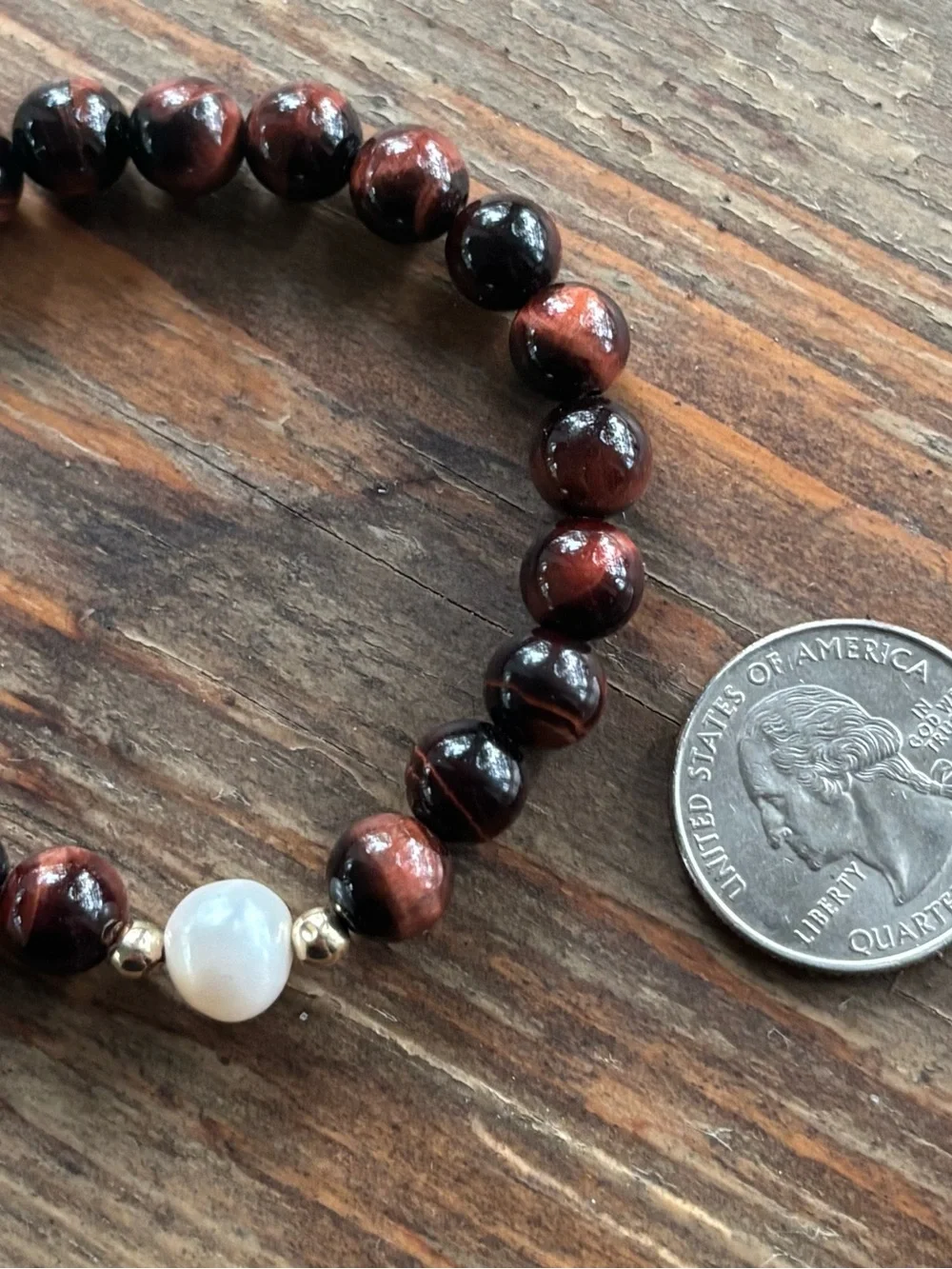 Jewelry | Tiger Eye Pearl And 14k Bead Bracelet | Poshmark